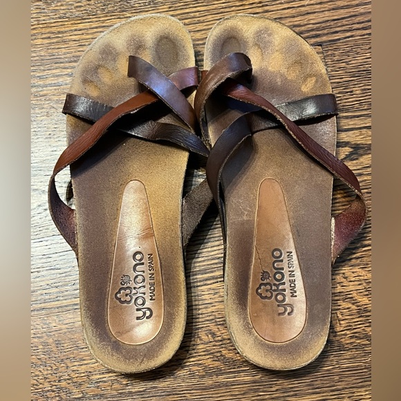 yokono | Shoes | Yokono Ibiza Brown Leather Toe Loop Strap Flip Flop ...